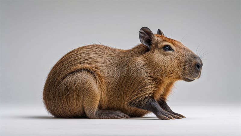 Side Profile of Capybara in Resting Pose with Limbs Folded and Head ...