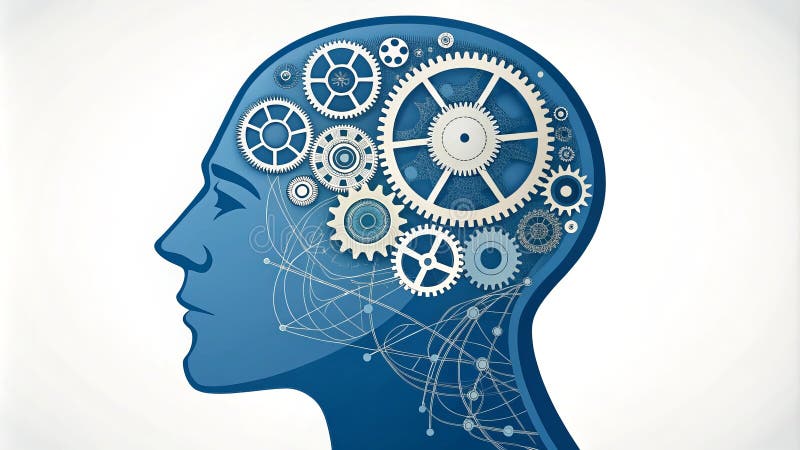 Side Profile Cogs of the Mind, Blue, Abstract Stock Illustration ...