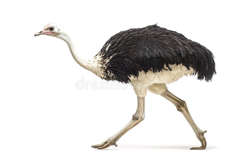 Side Profile of a Common Ostrich Walking Gracefully, Showcasing Its ...