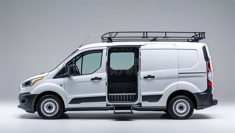 Side Profile of a Double-door Commuter Van with Step Access and Roof ...