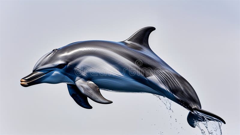 Side Profile of Dusky Dolphin Breaching with Arched Back and Visible ...