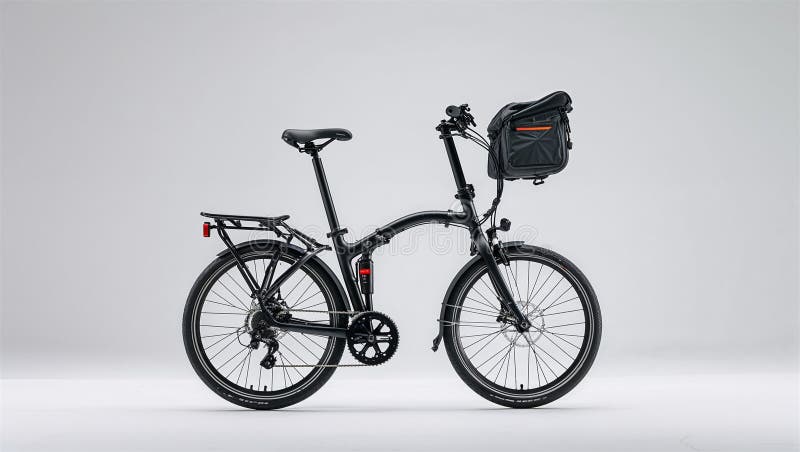 Side Profile of a Folding Touring Bicycle with Rear Rack and Small ...