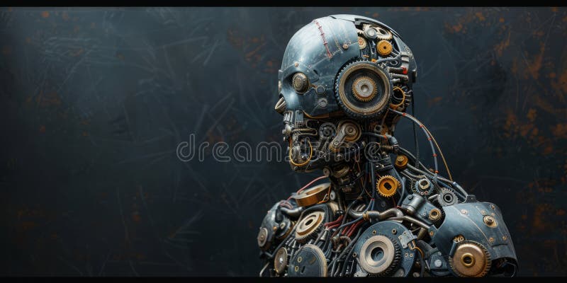 Side Profile of a Futuristic Robot with Intricate Gears and Mechanical ...
