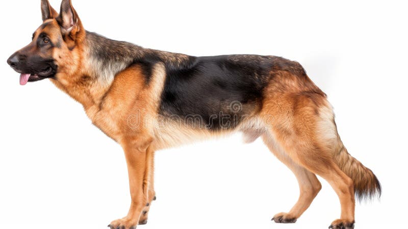 A Side Profile of a German Shepherd Dog Standing Against a White ...