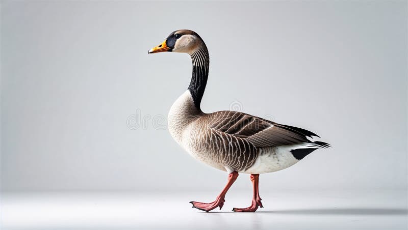 Side Profile of Goose Walking with Neck Extended and Wings Folded, on ...