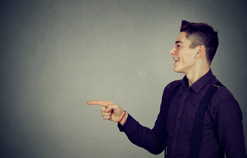 Boy Standing Profile Pointing Something Stock Photos - Free & Royalty ...
