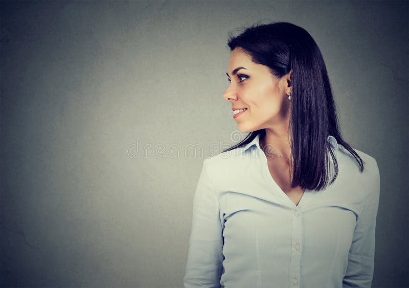 Side Profile of a Happy Young Woman Stock Photo - Image of background ...