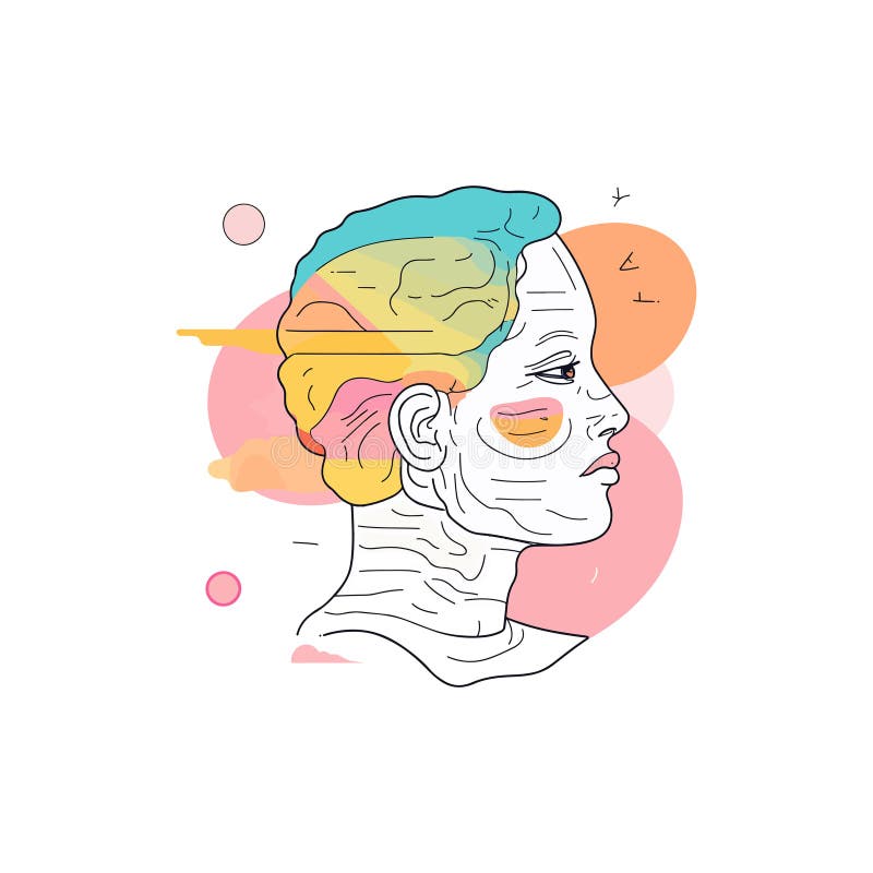 Stylized Side Profile of Human Head with Colorful Ideas Stock Vector ...
