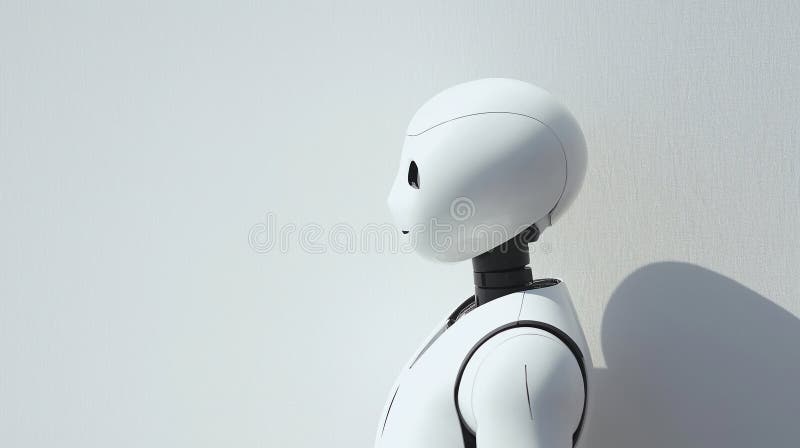 Side Profile of a Humanoid Robot with Minimalist White Design Against a ...