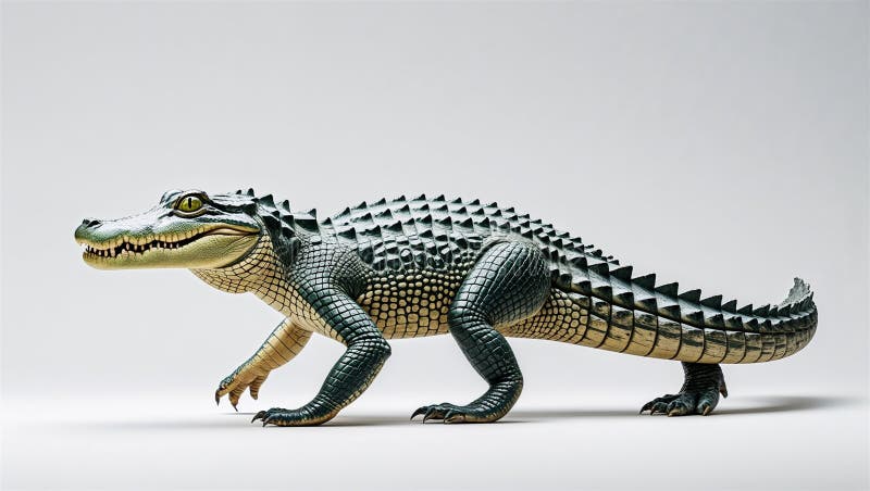 Side Profile of Juvenile Crocodile in Walking Pose with Ridged Back ...