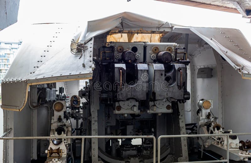 The Side of a Ship with Three Large Engines on the Deck Stock Photo ...