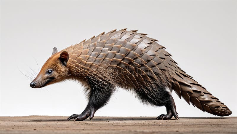Side Profile of Malayan Pangolin in Relaxed Walking Stance, Tail ...