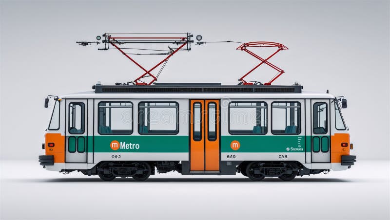 Side Profile of a Metro Driver Car with Pantograph and Long Windows ...