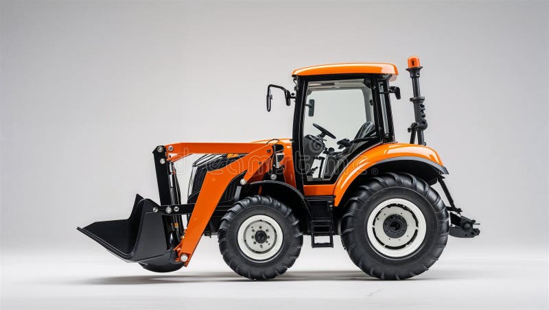 Side Profile of a Miniature Tractor with Low Frame and Front Loader on ...