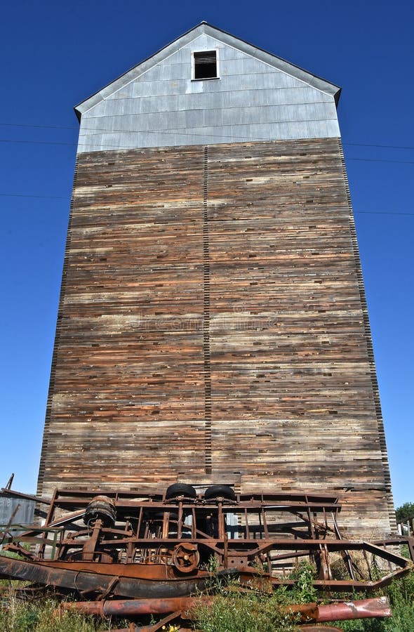 Side Profile Oof an Old Grain Elevator with Metal Sheeting Removed ...