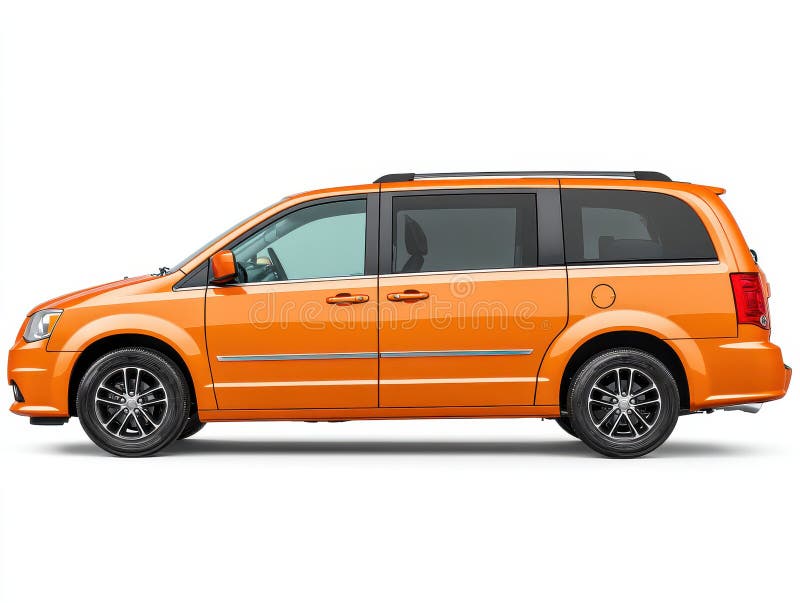 Orange Minivan Side Profile Against White Background Stock Illustration ...