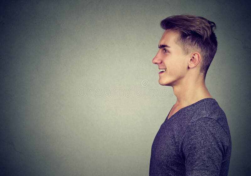 Side Profile Portrait Of A Happy Man Laughing Stock Photo - Image of ... Side Profile Portrait Of A Happy Man Laughing Stock Photo - Image of ...