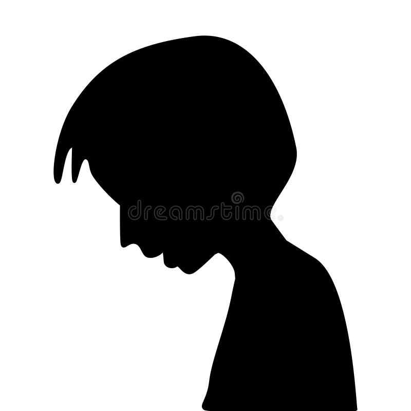 A Side Profile Portrait Silhouette of Boy Looking Down Stock Image ...