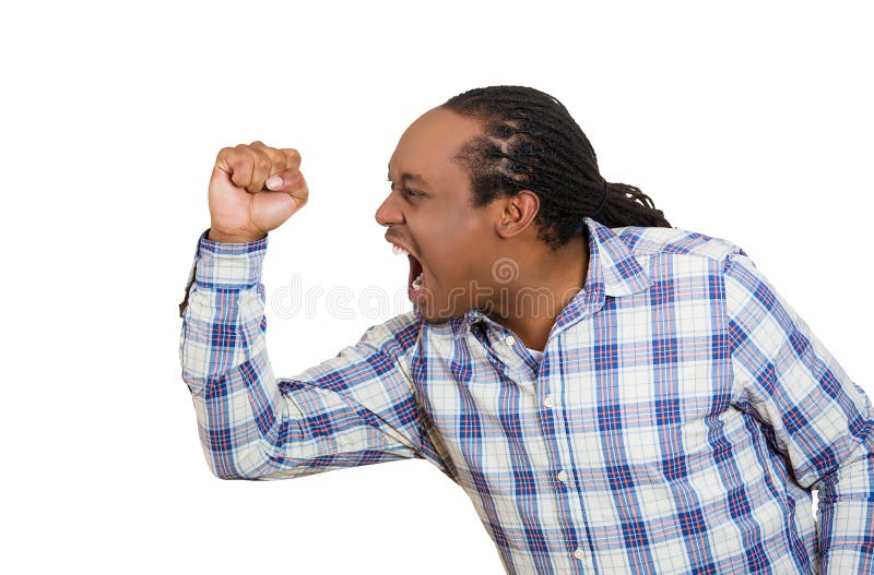 Side Profile Portrait of a Young Angry Man Screaming Stock Image ...