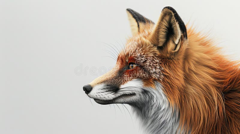 Side Profile of a Red Fox with a White Background, Wildlife Photography ...