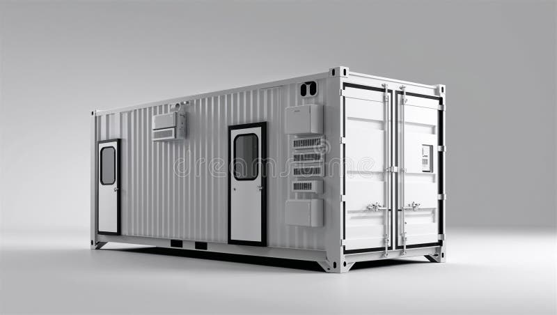 Side Profile of a Refrigerated Container Unit with Vents and Doors ...
