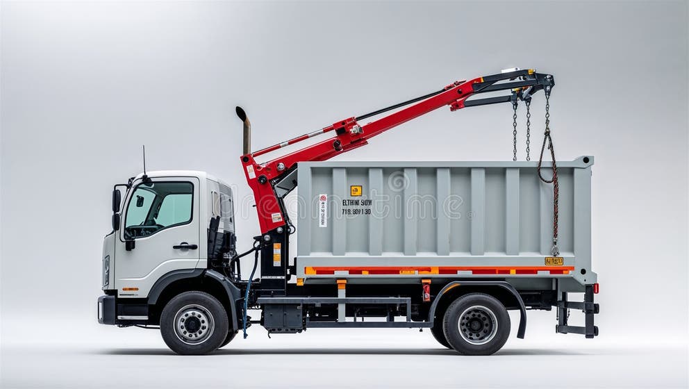 Side Profile of a Roll-off Container Truck with Tilting Frame and ...