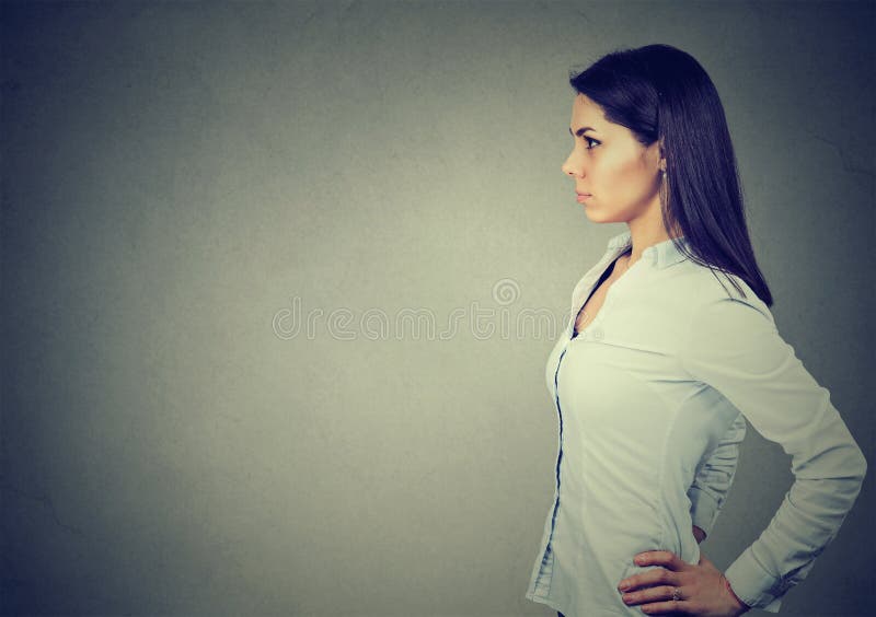 Side Profile of a Serious Young Woman Stock Photo - Image of expression ...