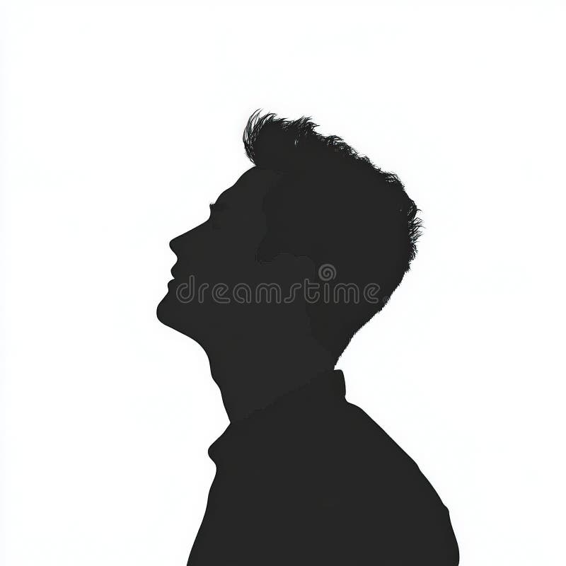 Side Profile Silhouette , Black and White Illustration Isolated on ...