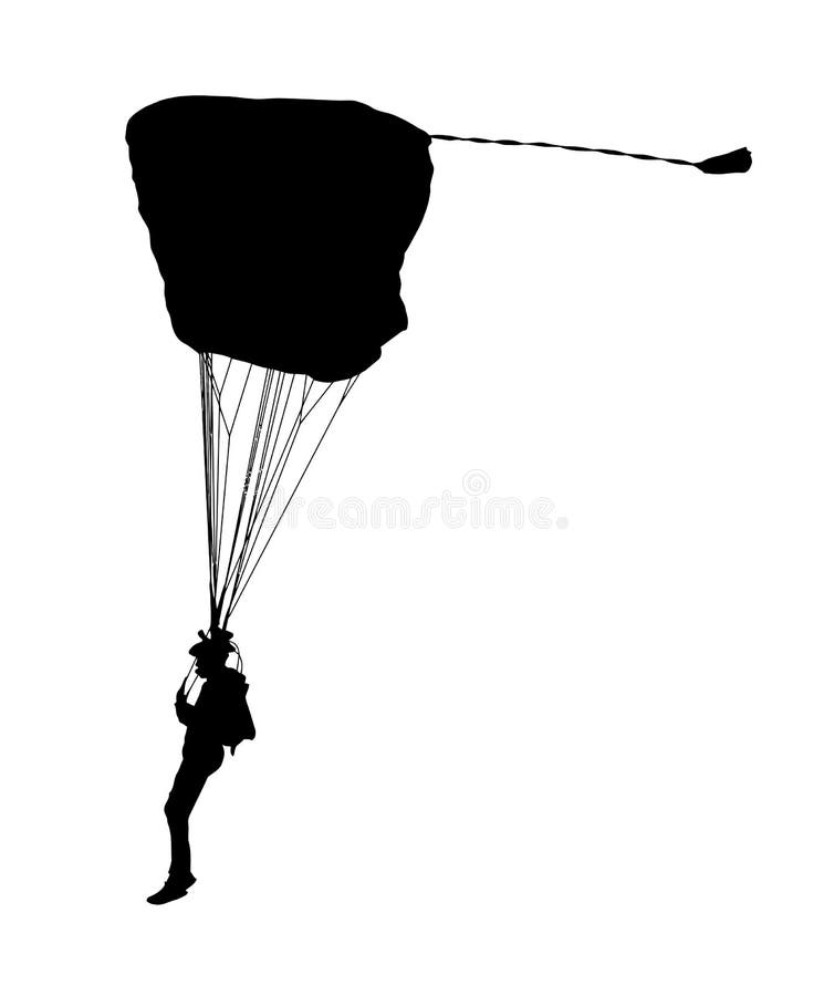 Side Profile Silhouette of Sky Diver with Open Parachute Stock Vector ...