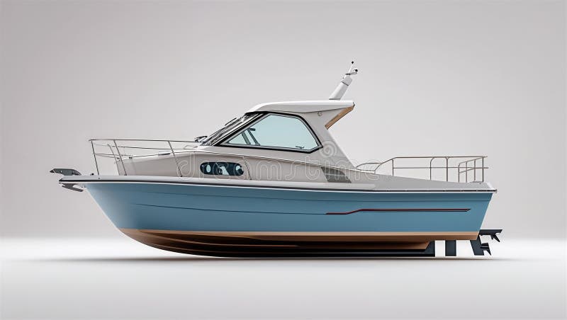 Side Profile of a Small Touring Boat with Closed Cabin and Railing ...