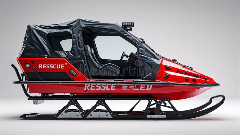 Side Profile of a Snow Rescue Sled with Enclosed Canopy and Ski Base ...