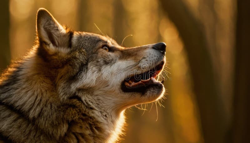 Timber Wolf Howling at Dusk Stock Image - Image of serene, wildlife ...