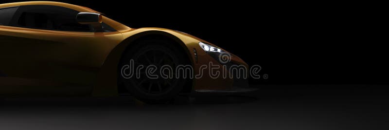 Side View of Sports Car in Black Studio 3d Render Stock Illustration ...