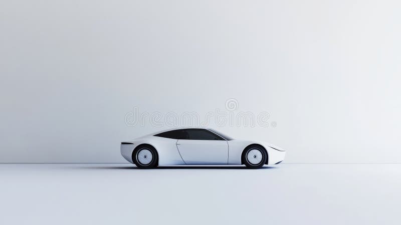 Side Profile of a White Autonomous Concept Car in a Minimalist Setting ...
