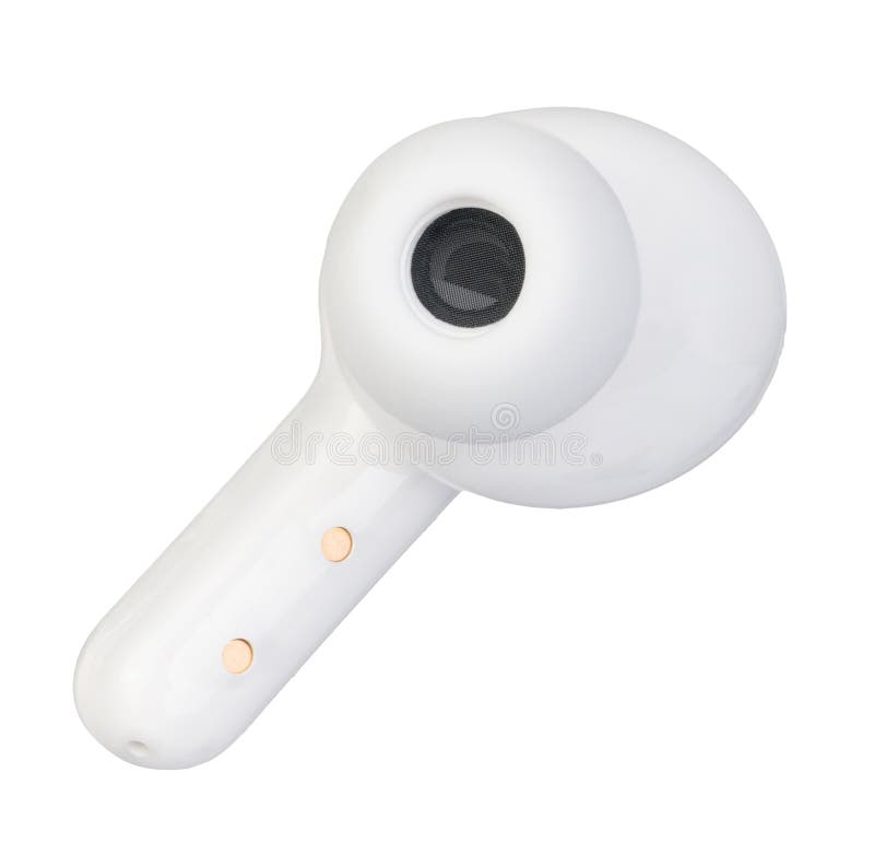 Side Profile of White Wireless Earbud Stock Image - Image of view ...