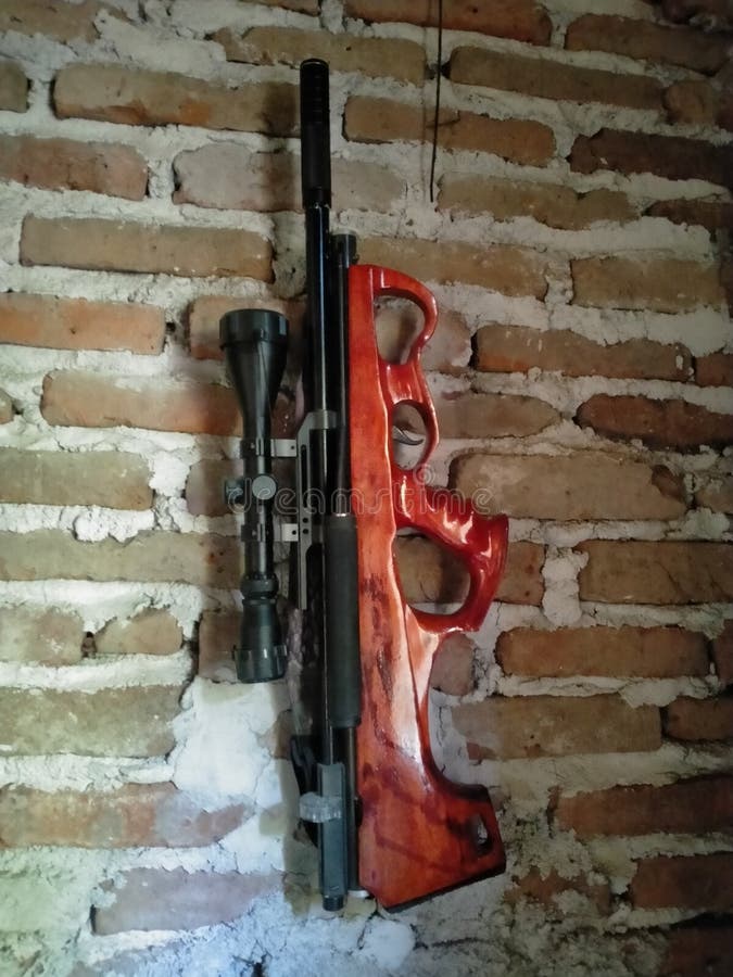 Side pump air rifle stock image. Image of wall, wood - 335385943