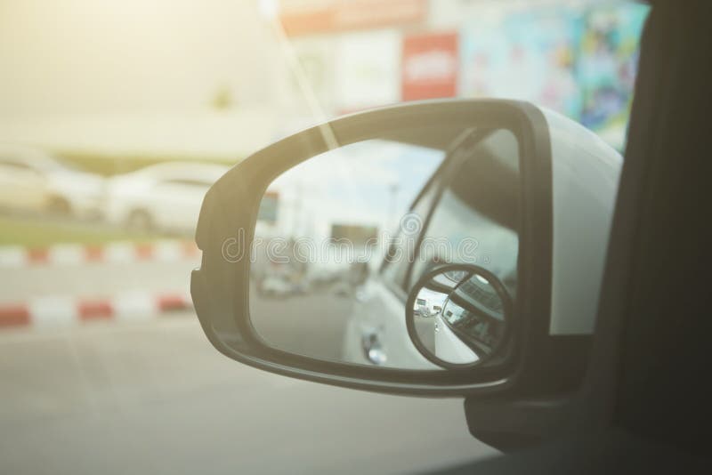 Side Rear-view in Left Mirror on a Car Stock Image - Image of ...