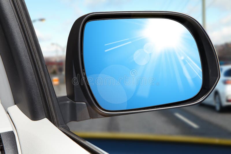 Side Rear-view Mirror on a Modern Car Stock Photo - Image of route ...