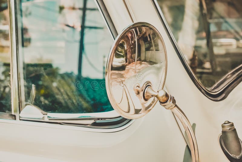 Side Rear-view Mirror on a Old Vintage Automobile Stock Photo - Image ...
