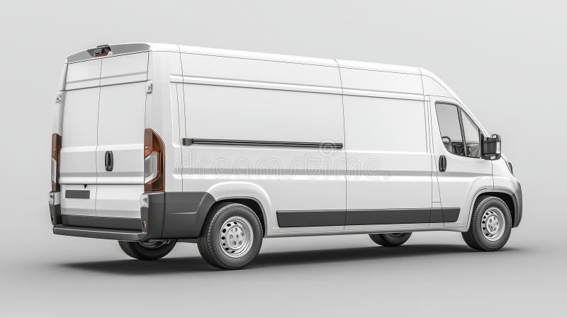 Side Rear View of a White Commercial Van Stock Illustration ...