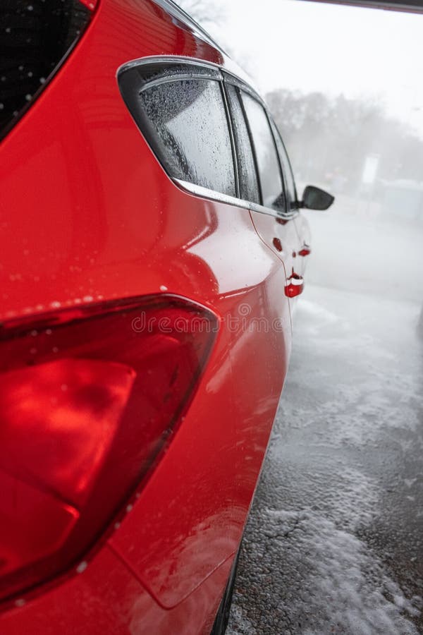 Side of a Red Car Being Washed.. Stock Photo - Image of yellow, shiny ...