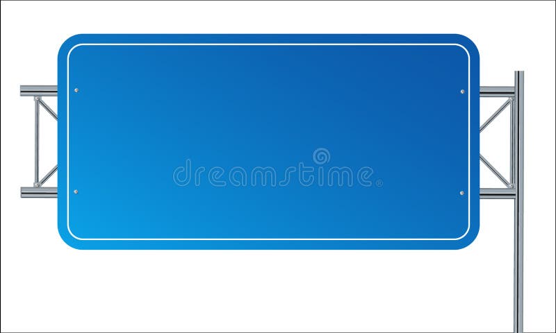 Road Blue Traffic Signs Set. Blank Board with Place for Text. Mockup ...