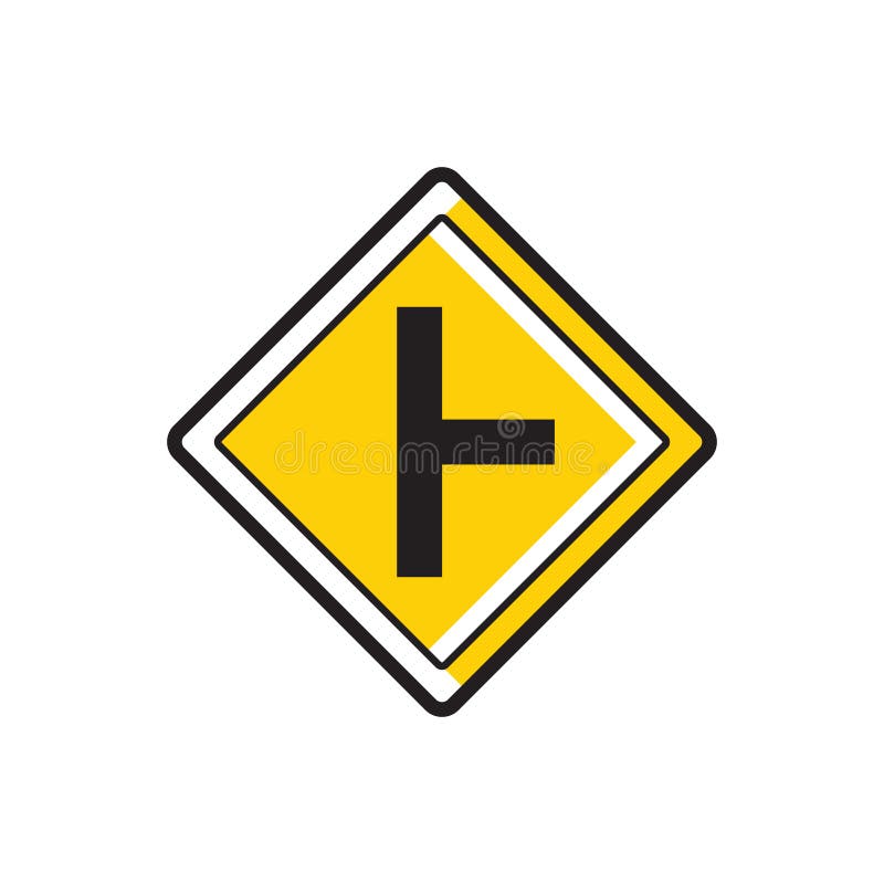 Side Road at a Perpendicular Angle Sign. Vector Illustration Decorative ...