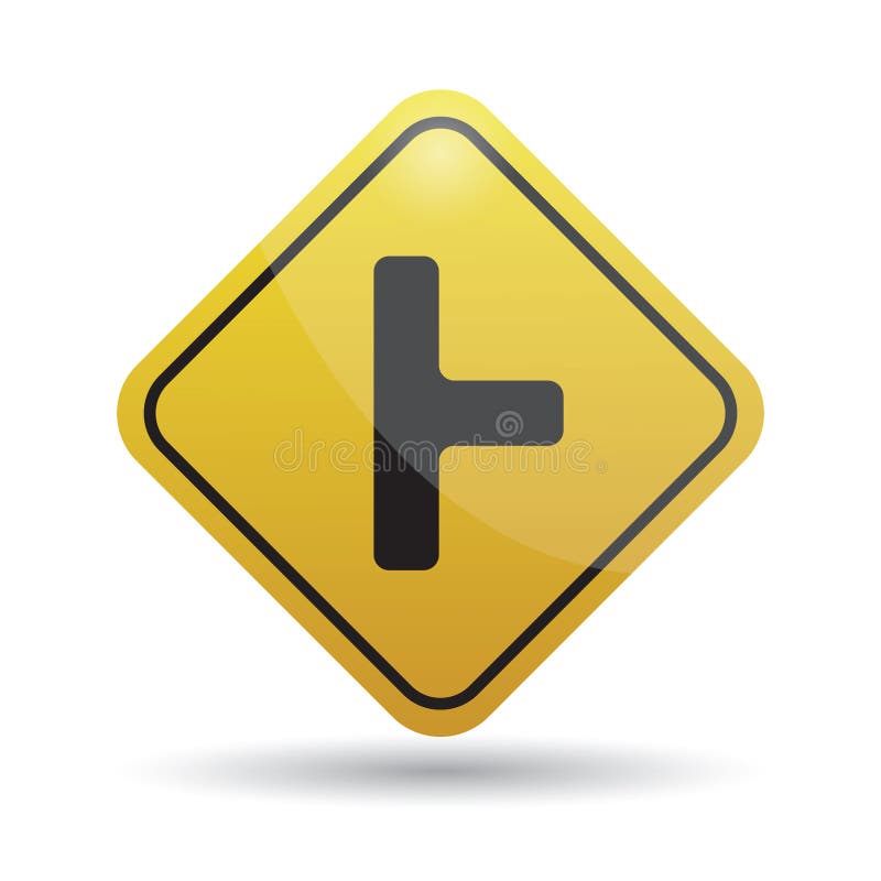 Side Road Junction on a Curve Right Sign. Vector Illustration ...