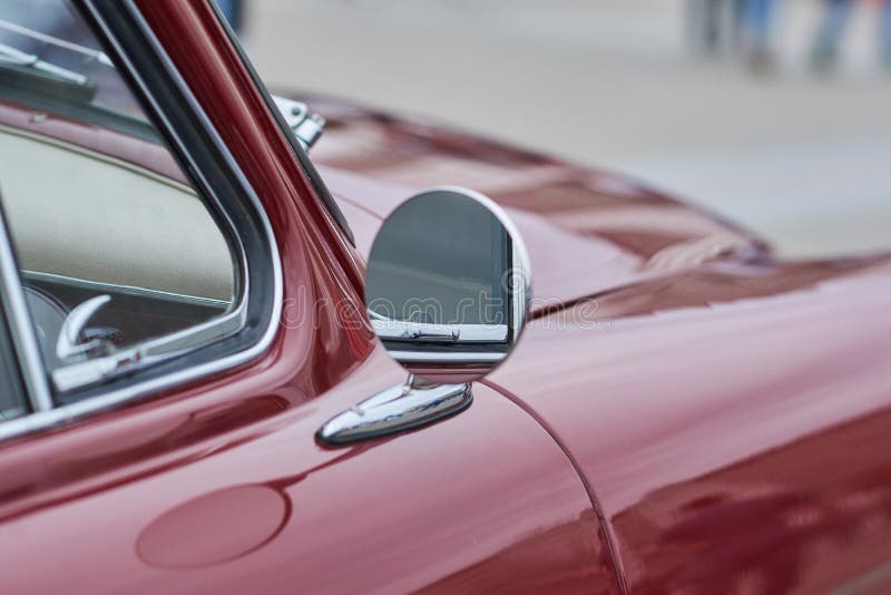 Side Round Mirror of the Old Car Stock Image - Image of drive, blue ...