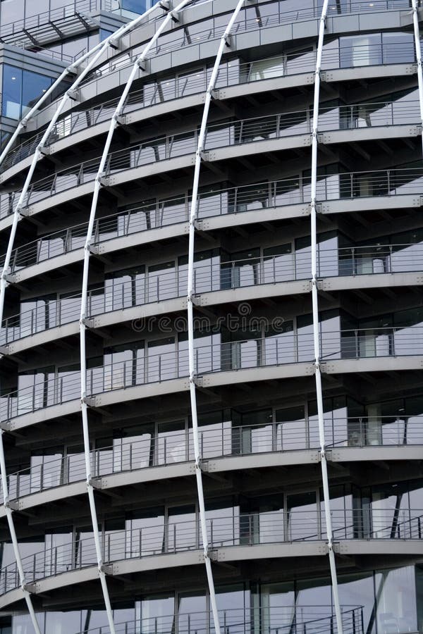 Side of Rounded Steel Office Building Stock Image - Image of ...