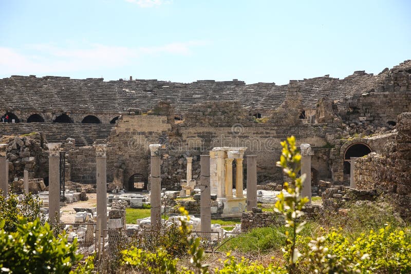 Side ruins in Turkey stock image. Image of history, mediterranean ...