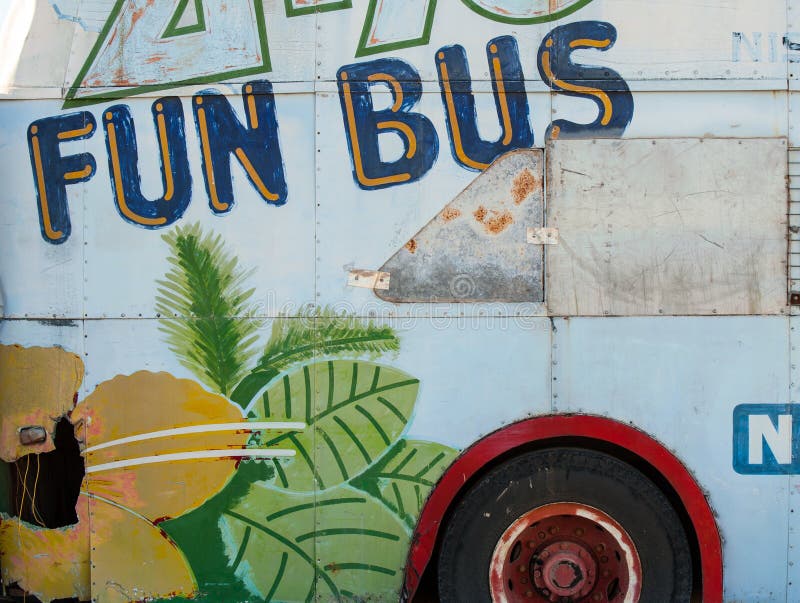 Side of a Rusty Old Bus Painted Stock Photo - Image of rundown ...
