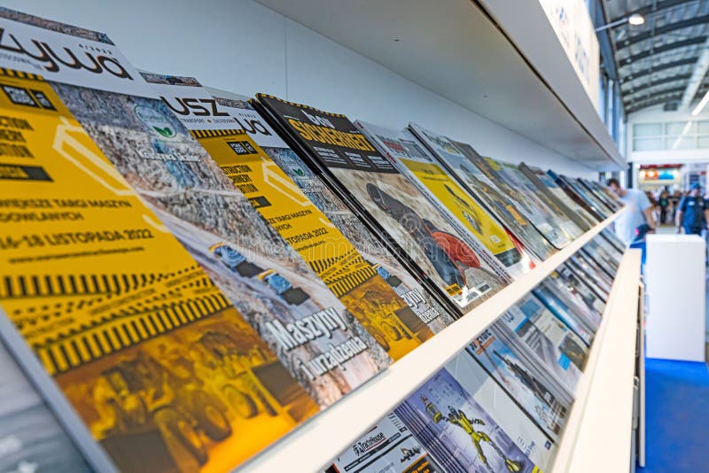 Side Shot Along a Display with Brochures Stock Illustration ...