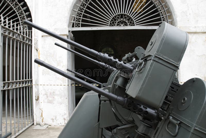 Side Shot of an Anti-Aircraft Machine Gun Stock Image - Image of armor ...